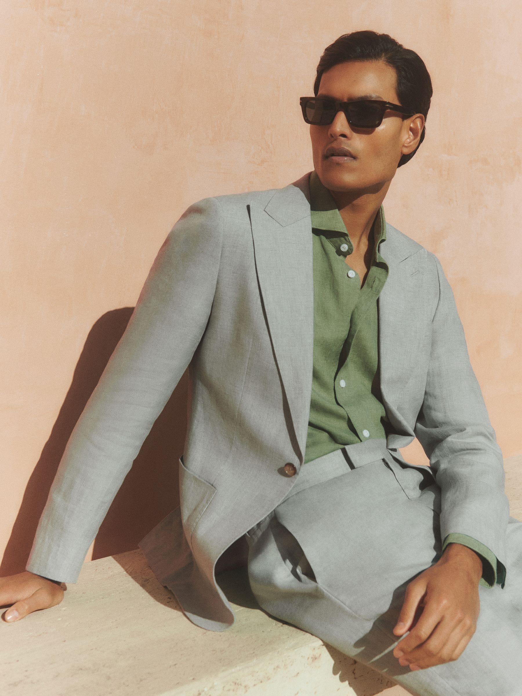 REISS Warner Linen Slim-Fit Suit Trousers